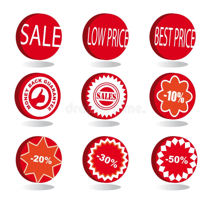 Sale icons set stock vector. Illustration of sale, shop - 23935610