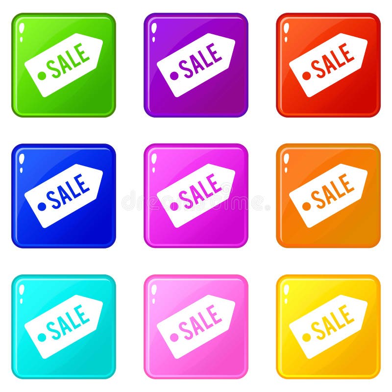 Sale icons 9 set stock vector. Illustration of percent - 96097903