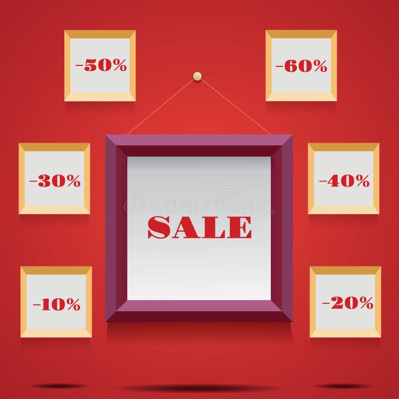 Sale Illustration with Frames and Canvases Stock Vector - Illustration ...