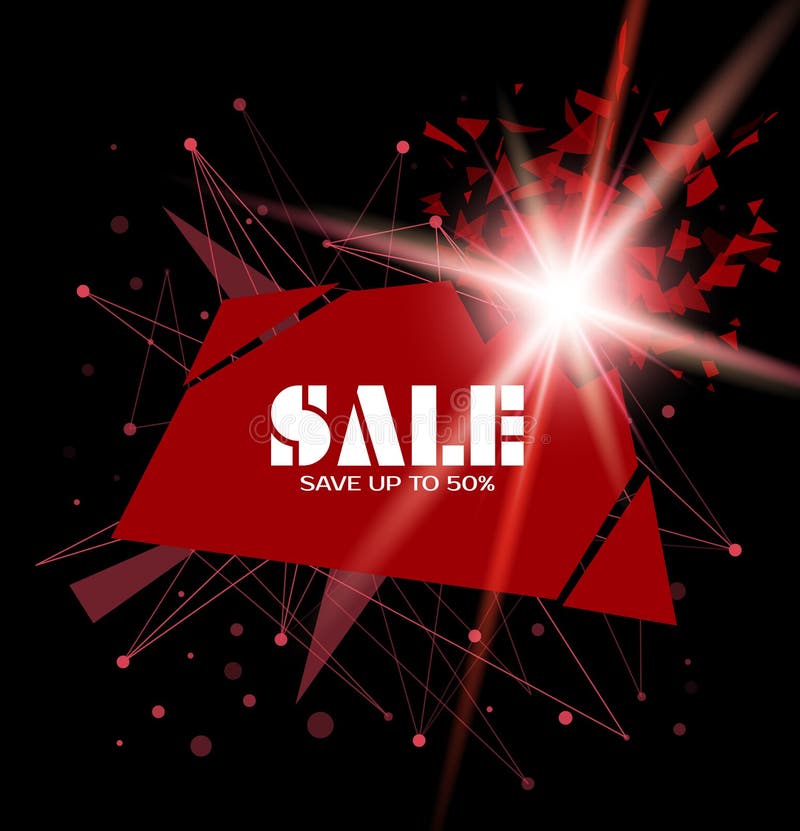 Sale Inscription Vector Template. Red Rectangular Banner with Explosion ...