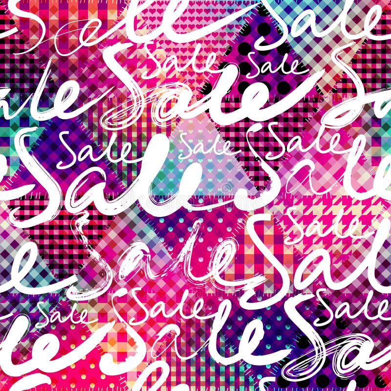 Sale Inscriptions. Seamless Lettering Pattern. Vector Background. Stock ...