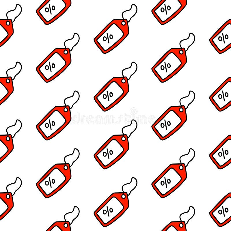 Sale Label Hand Drawn Seamless Pattern Cartoon Minimalism Stock ...