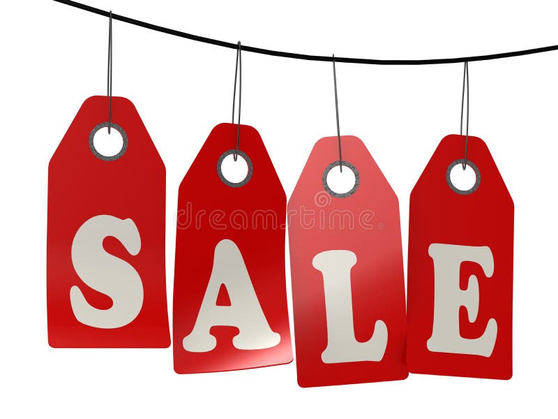 Sale Label Hanging from Top Stock Illustration - Illustration of sell ...