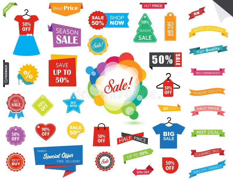 Sale Label Tag Sticker Banner Stock Vector - Illustration of curl ...