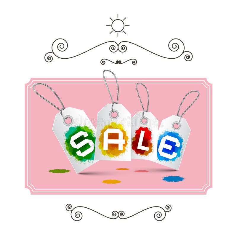 Sale Labels - Tags on Pink Background Stock Vector - Illustration of ...