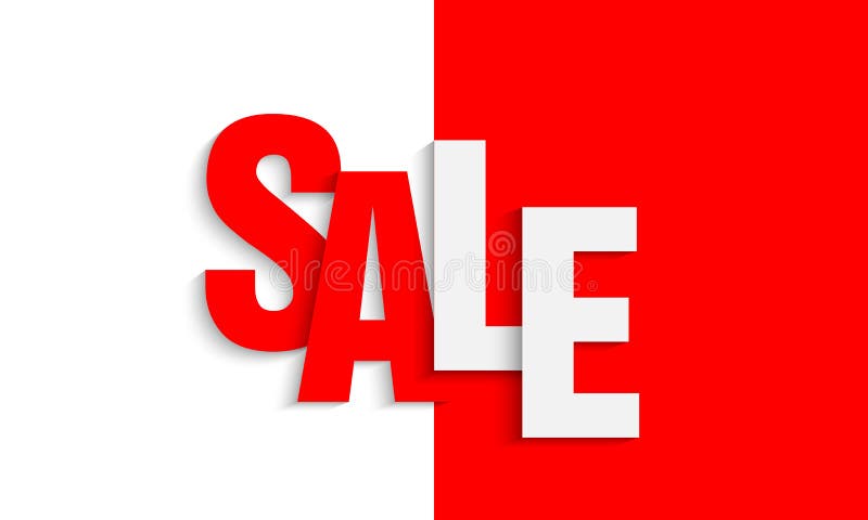 Sale Letters with Shadow, Red and White Vector with Realistic Shadows ...