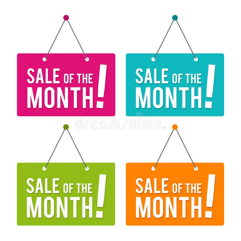 Sale of the Month Hanging Door Sign Stock Illustration - Illustration ...