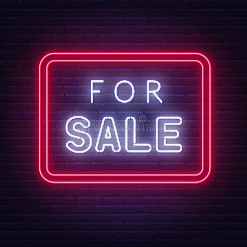 For Sale Neon Sign on Dark Background. Stock Vector - Illustration of ...