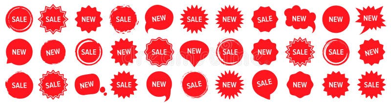 Sale and New Red Tag Label for Promotion in a Flat Design Stock Vector ...