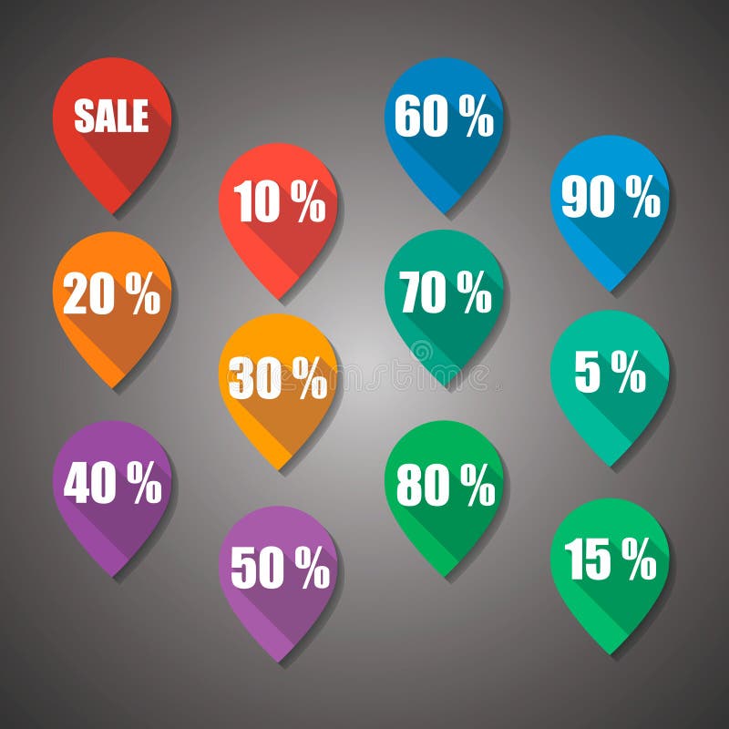 Sale and Numbers Flat Design Tag Stock Vector - Illustration of circle ...
