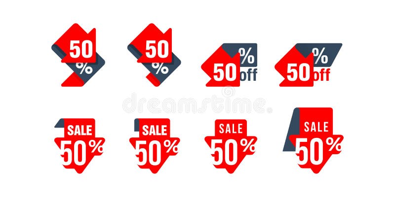 50 Percent Off Sticker in Six Different Variations Stock Vector ...