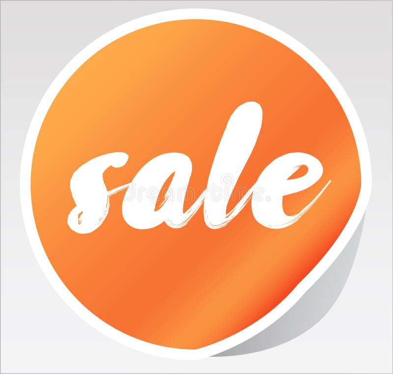 Sale orange paper sticker stock vector. Illustration of bonus - 80619231