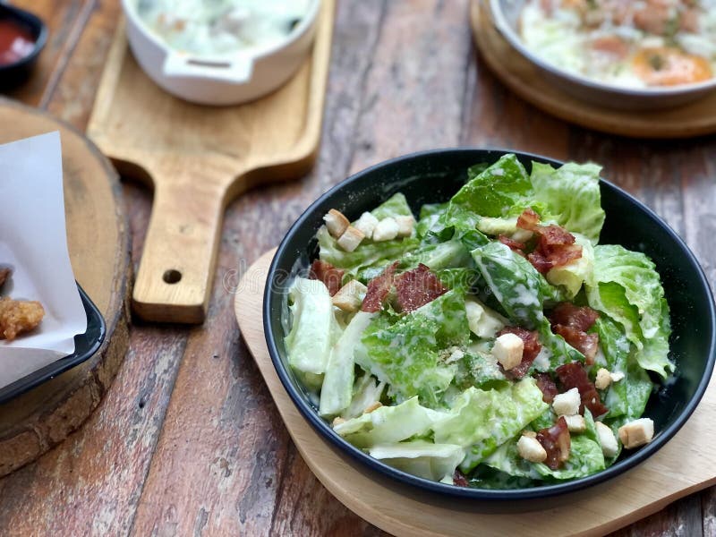 Customer is Order Caesar Salad by Cellphone Stock Image - Image of ...