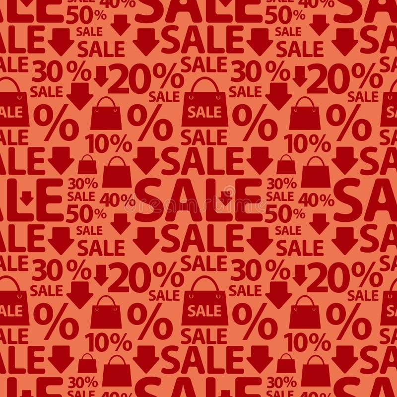 Sale Pattern in Abstract Style on Red Background. Vector Illustration ...