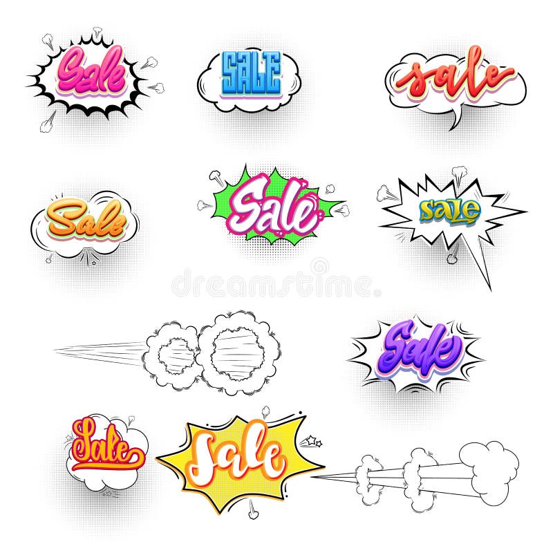 Sale Pop Art Splash, Cloud. Comic Text Speech Bubble. Stock Vector ...
