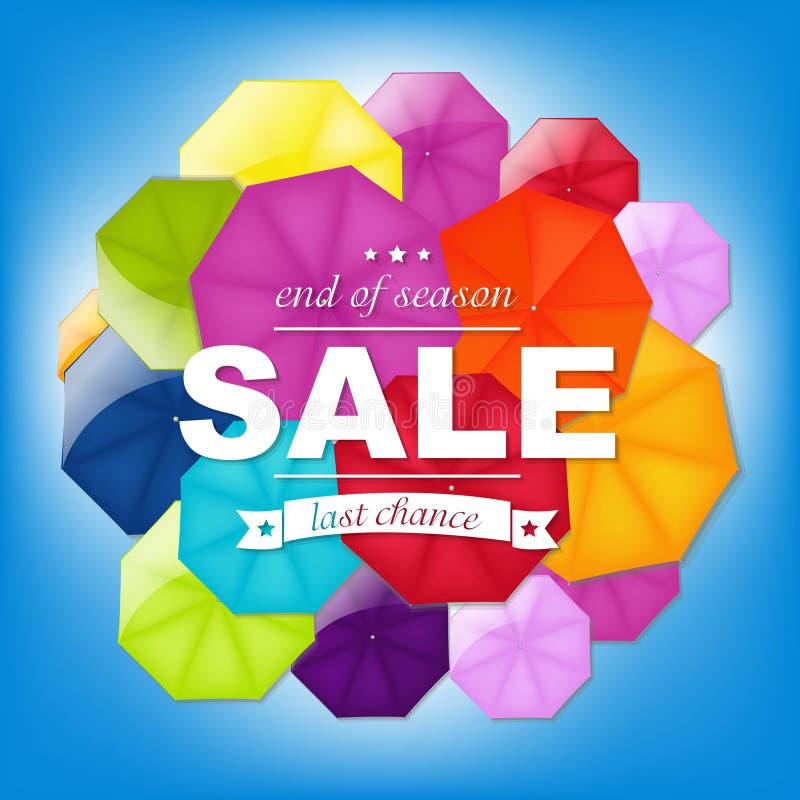 Sale Poster with Color Umbrellas Stock Vector - Illustration of sale ...