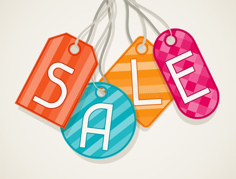 Sale Poster with Price Labels in Flat Design Style Stock Vector ...