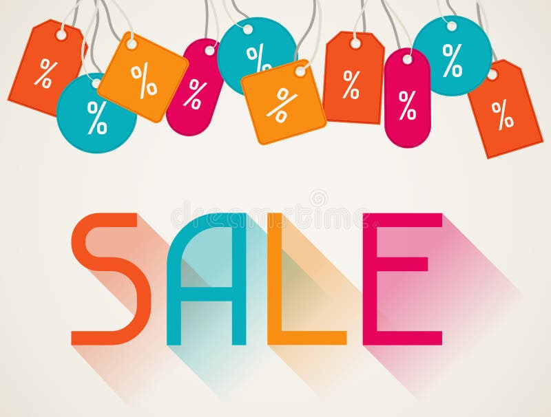 Sale Poster with Price Labels in Flat Design Style Stock Vector ...