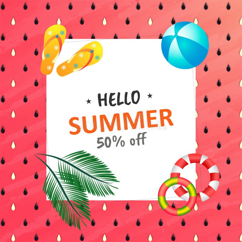 Sale Poster or Template Design with Beach Elements and 50 Discount ...