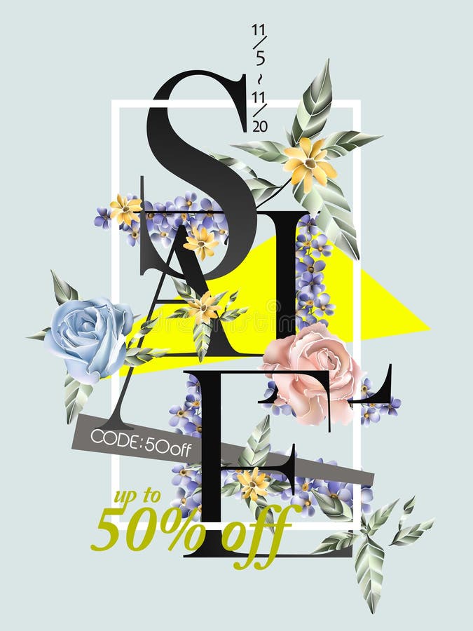 Sale Poster Template Design Stock Illustration - Illustration of floral ...