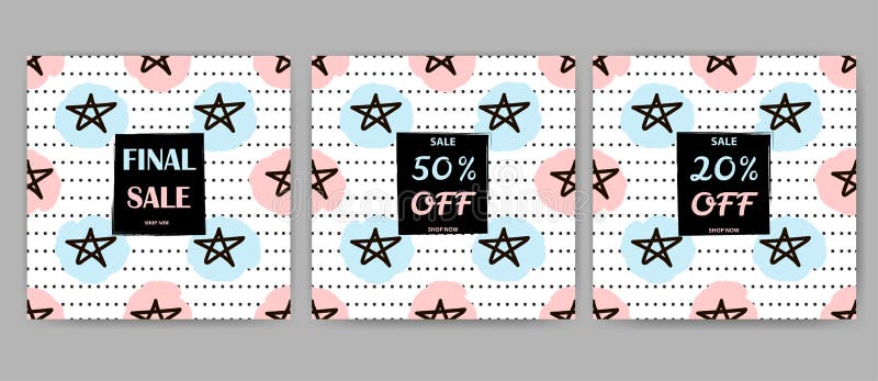 Sale Posters Set. Star Backgrounds. Stock Illustration - Illustration ...