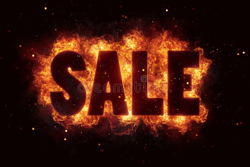Sale Price Deal Text on Fire Flames Explosion Burning Stock ...