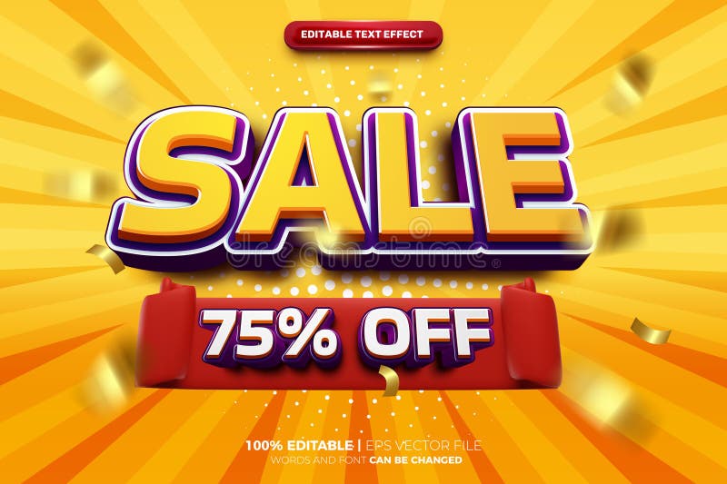 Sale Promo Comic Cartoon 3D Editable Text Effect Style Stock Vector ...
