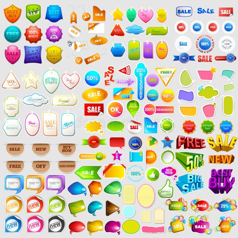 Sale and Promotion Element Jumbo Collection Stock Vector - Illustration ...