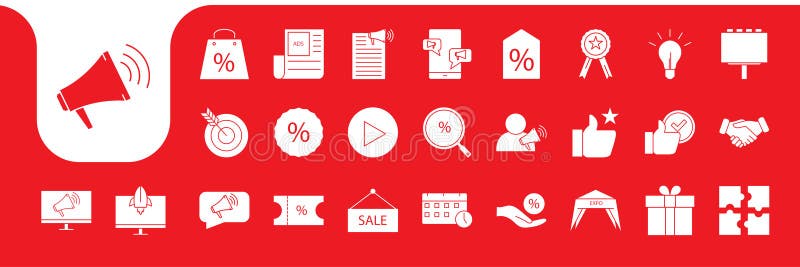 Sale Promotion Flat Icon Set Collection Vector Design Stock ...