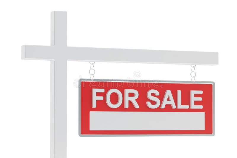 For Sale Real Estate Sign, 3D Rendering Stock Illustration ...