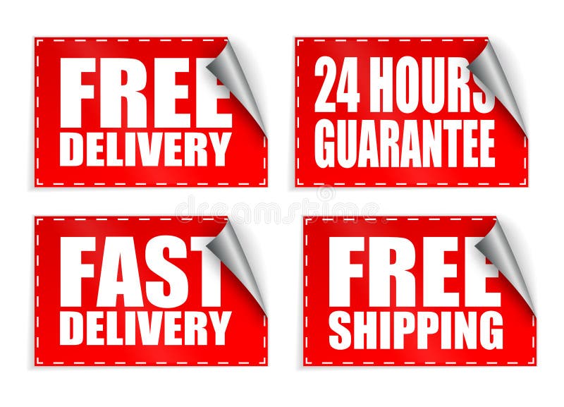 Sale Red Rectangle Stickers with Curl Sets Stock Vector - Illustration ...