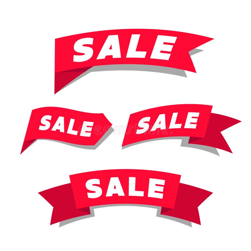 Sale Red Ribbon Label. Promotion Banner Vector Stock Vector ...