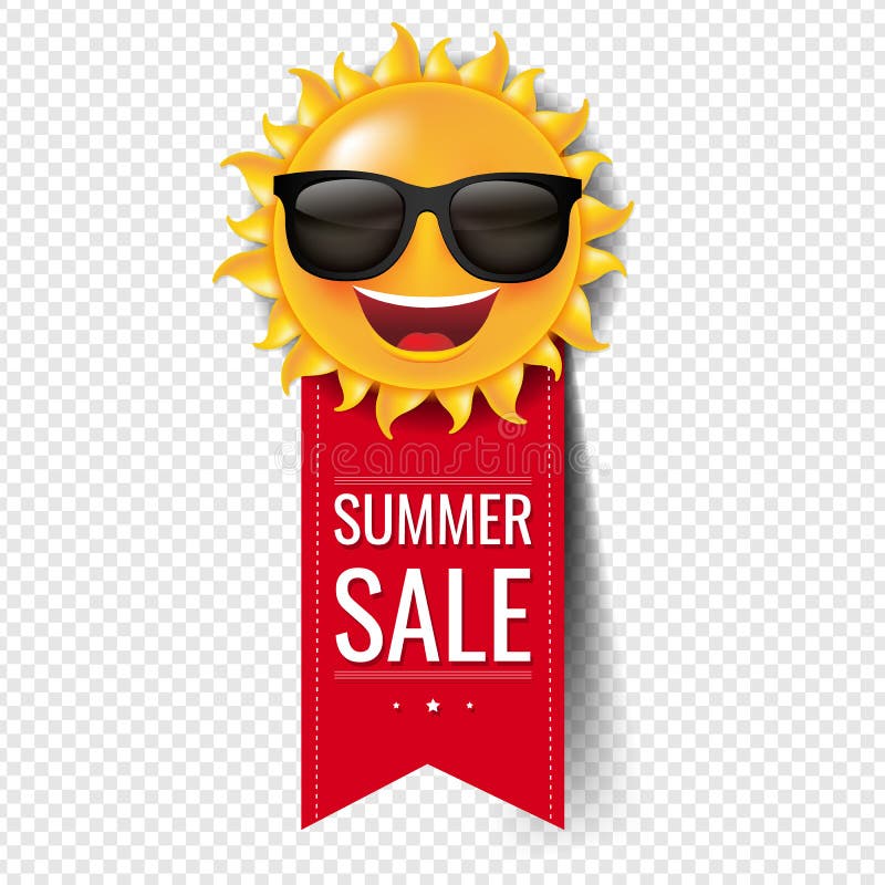 Sale Red Ribbon with Sun Transparent Background Stock Vector ...