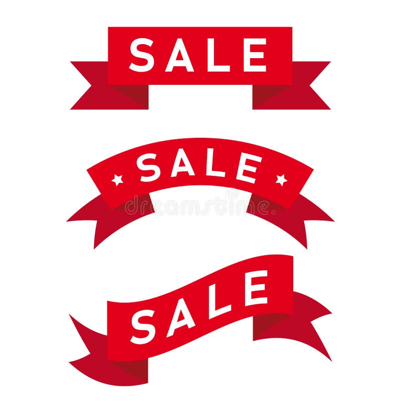 Sale Red Ribbon Label. Promotion Banner Vector Stock Vector ...