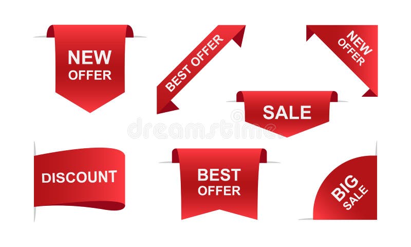 Sale Ribbons Banners in Red. Vector Illustration EPS 10 Stock Vector ...