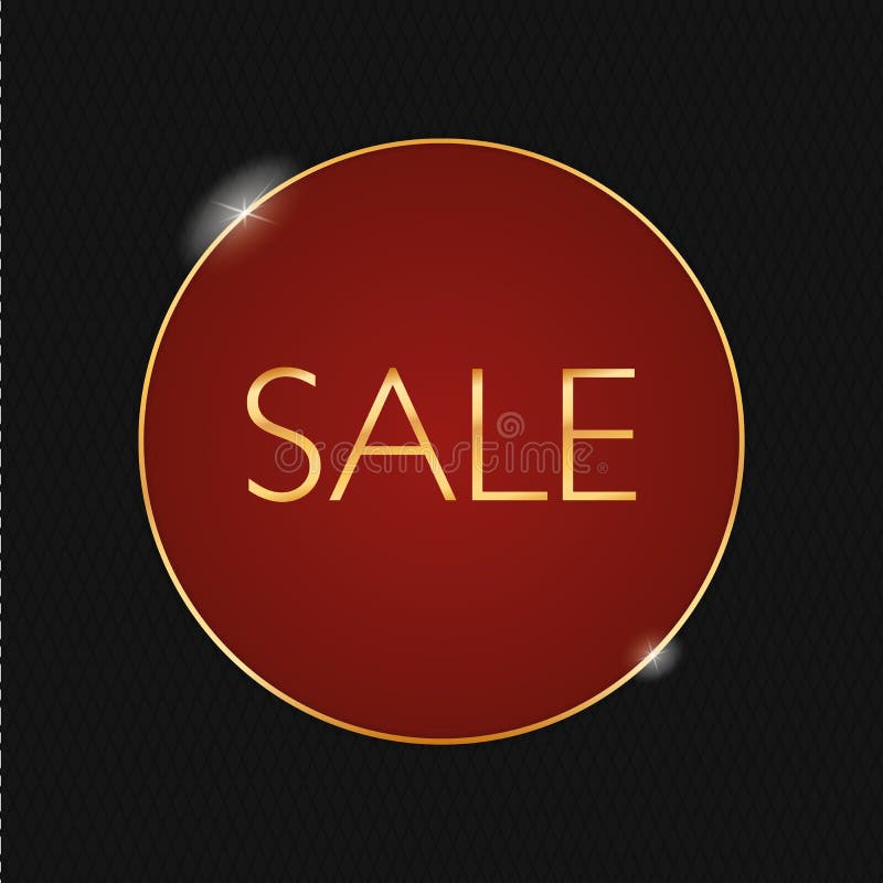 SALE - Round Gold Frame with Red Banner on Black Background Stock ...