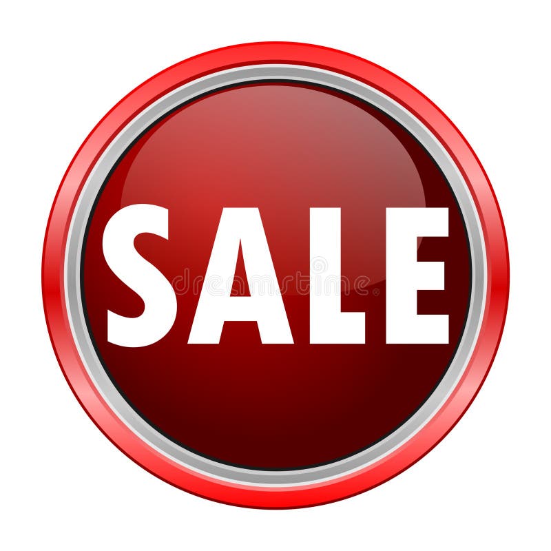 Sale Round Metallic Red Button Stock Vector - Illustration of product ...