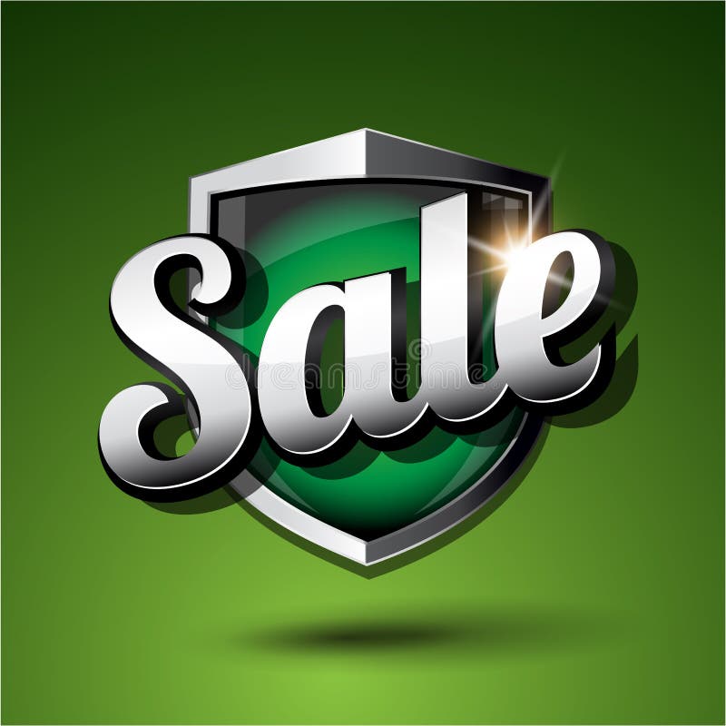Sale shield green stock vector. Illustration of clearance - 28424404