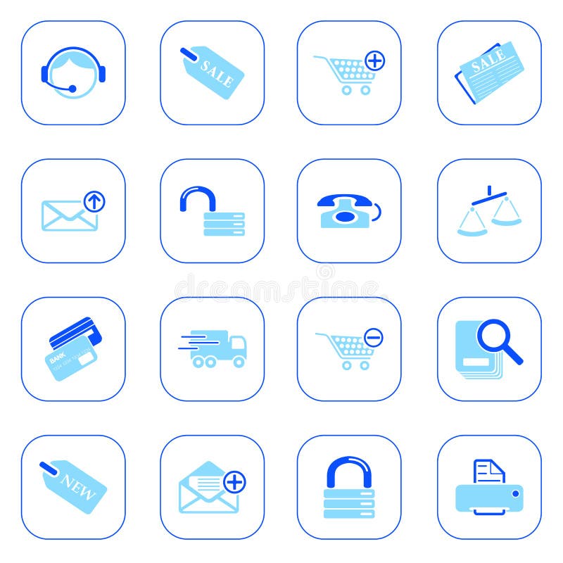 Sale and Shopping Icons - Blue Series Stock Vector - Illustration of ...