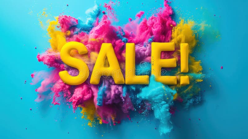 A Sale Sign with Colored Powder on a Blue Background, AI Stock Photo ...