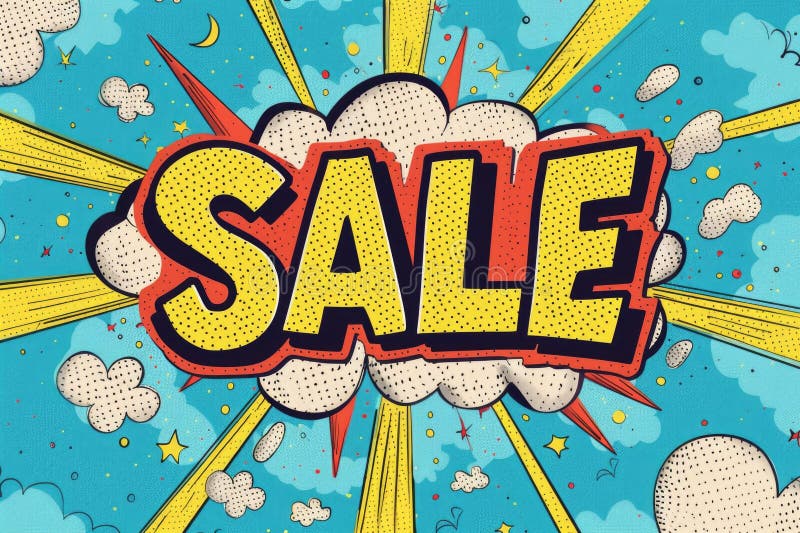 A Sale Sign in a Comic Style, Perfect for Promotions Stock Image ...