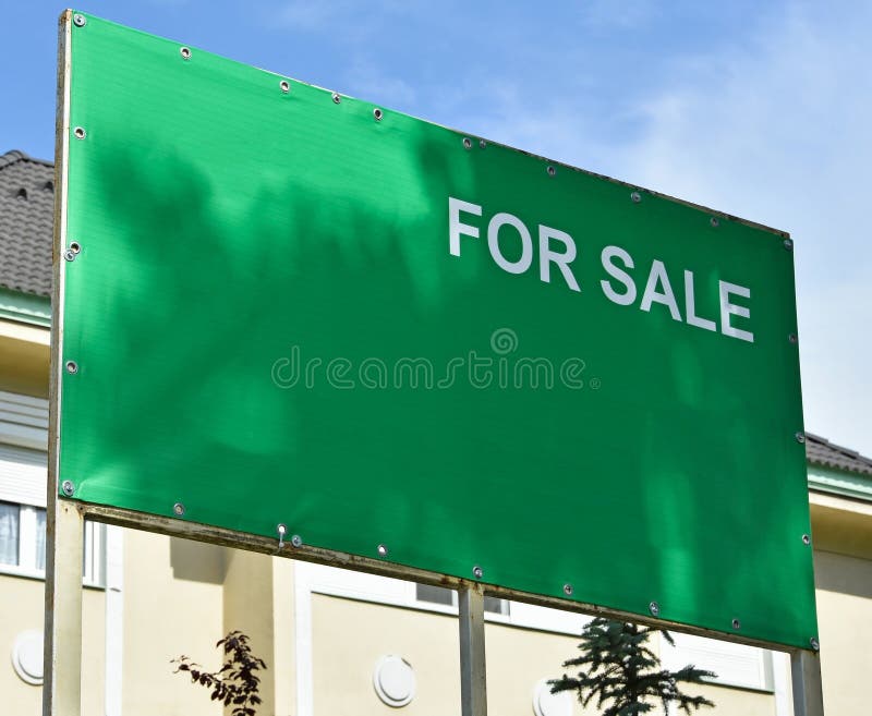 For Sale Sign in Front of a Building Stock Photo - Image of copy ...