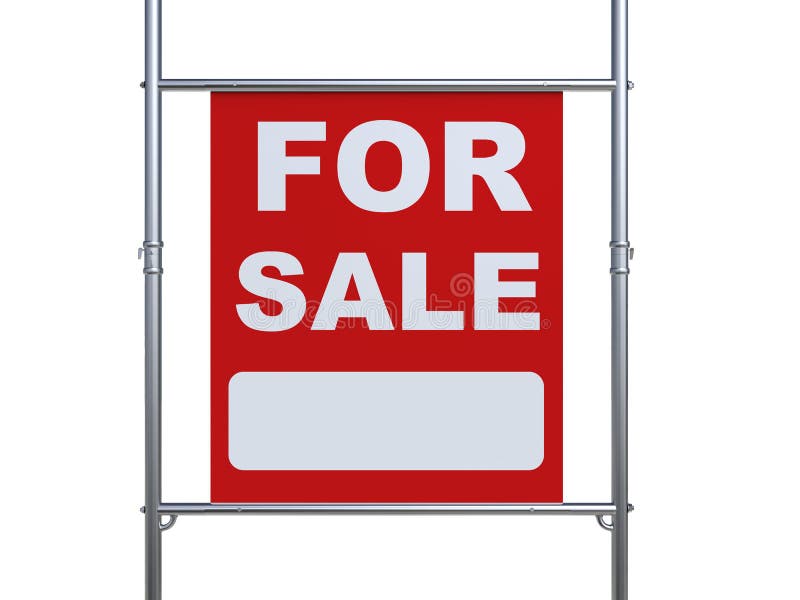 For Sale Sign Hanging with Metal Pipe Stock Photo - Image of canvas ...