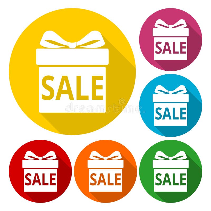 Sale Sign Icons Set with Long Shadow Stock Illustration - Illustration ...