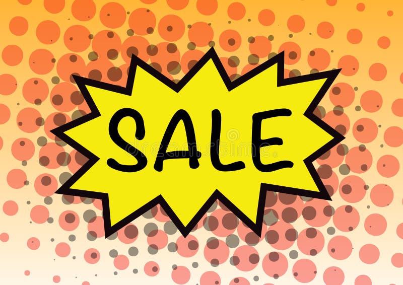 Sale Sign Pop Art in Vector Stock Illustration - Illustration of catch ...