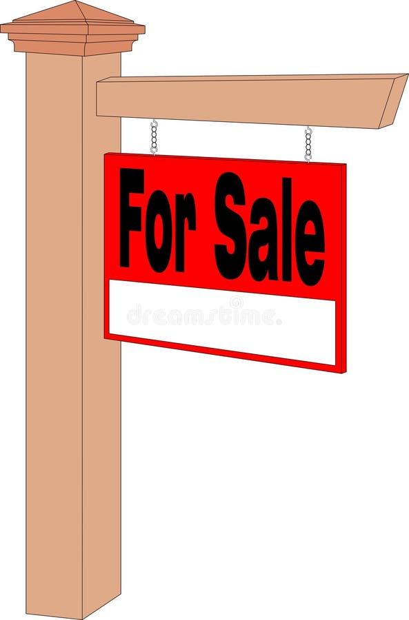 For Sale Sign and Post stock vector. Illustration of estate - 35651616