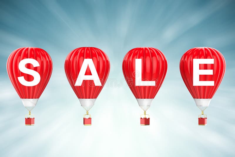Sale sign on red balloons stock illustration. Illustration of festival ...