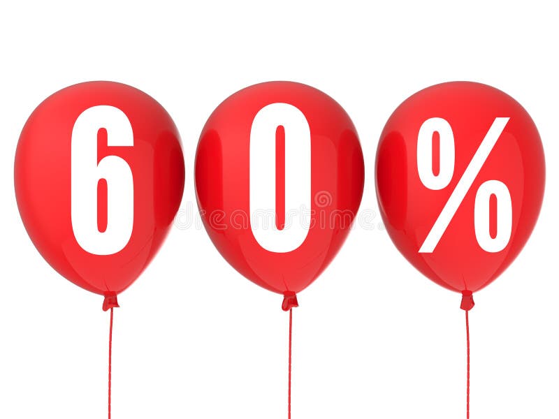 60 Sale Sign on Red Balloons Stock Illustration - Illustration of offer ...