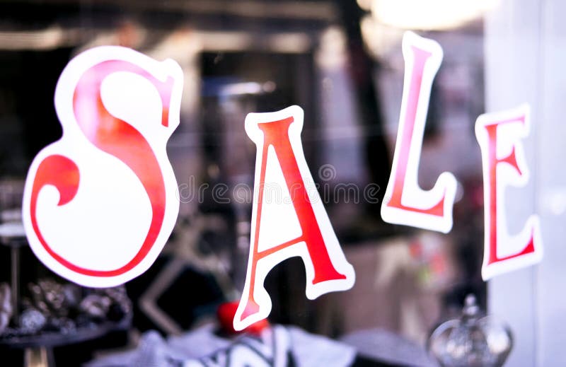Red Sale Sign Outside Window Stock Image - Image of hangs, ground: 6106661