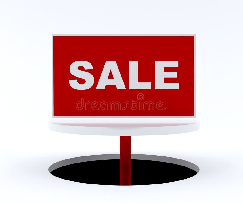 Sale sign on white stand stock illustration. Illustration of retail ...
